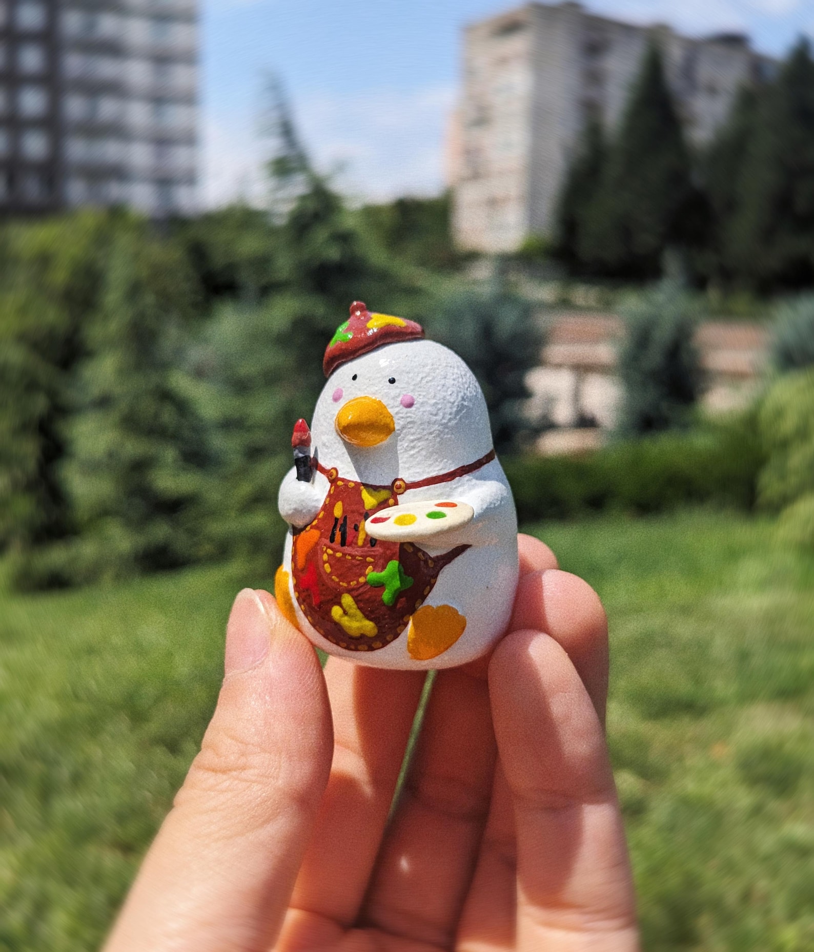 Miniature Artist Duck, Clay Duck Figurine, Painters Gift, Fantasy Creatures, Unique Gifts ...