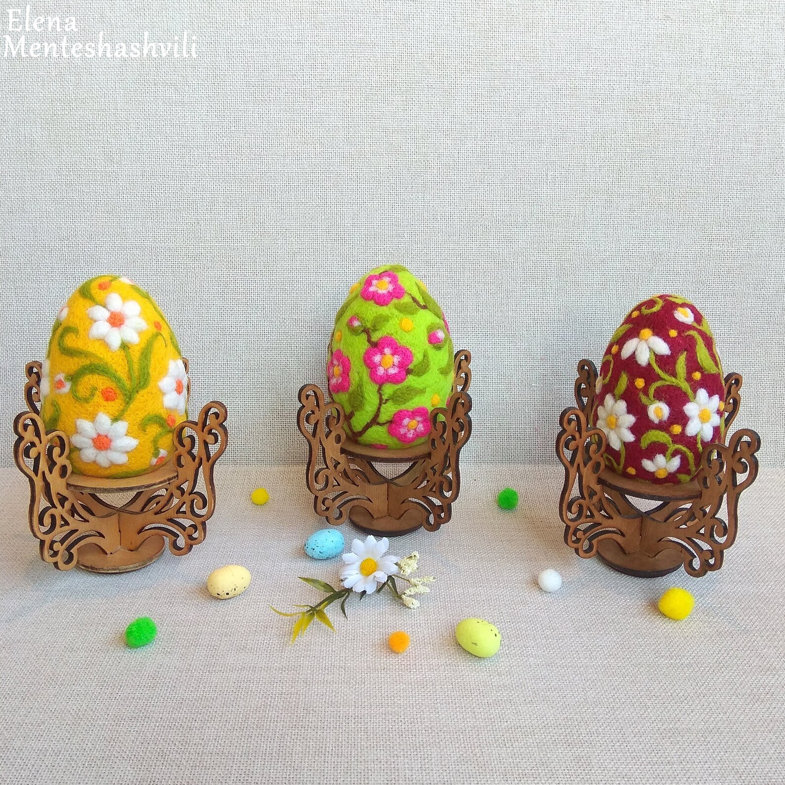 Needle Felted Easter Egg Decorative Easter Egg With Flowers - Etsy