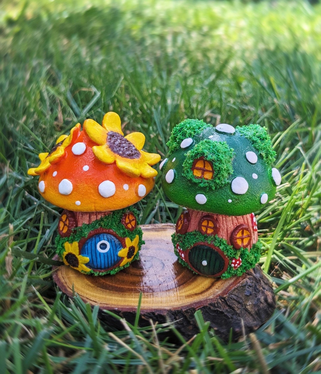 Fairy Mushroom House, Miniature Clay Figurine, Cottagecore Decor, Fairy ...