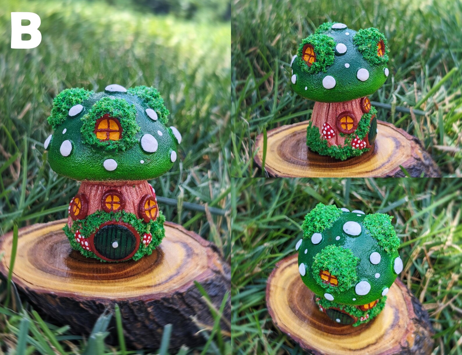Fairy Mushroom House, Miniature Clay Figurine, Cottagecore Decor, Fairy ...