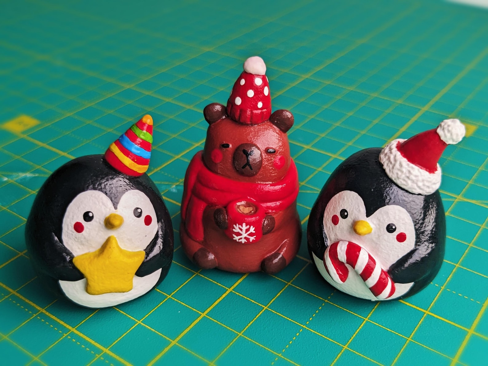 Handmade Clay Penguin Figurine, Miniature Clay Penguin, Christmas ...