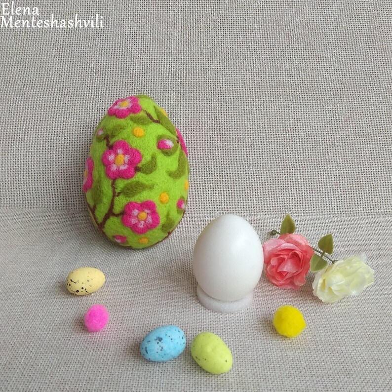 Needle Felted Easter Egg Decorative Easter Egg With Flowers - Etsy