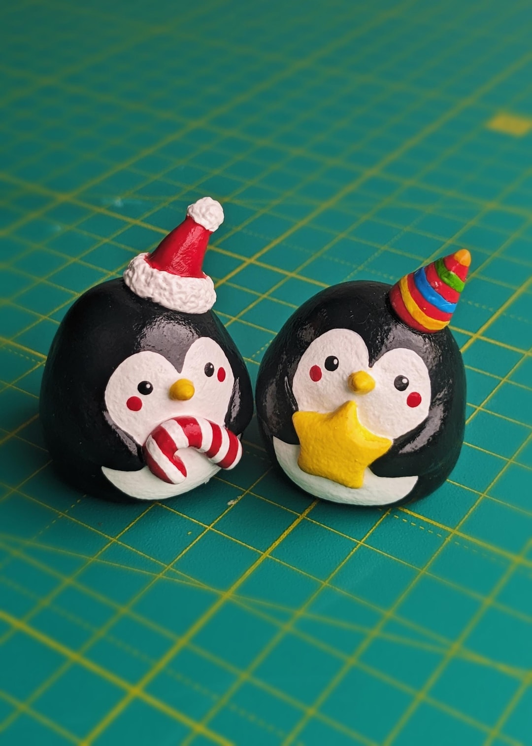 Handmade Clay Penguin Figurine, Miniature Clay Penguin, Christmas ...