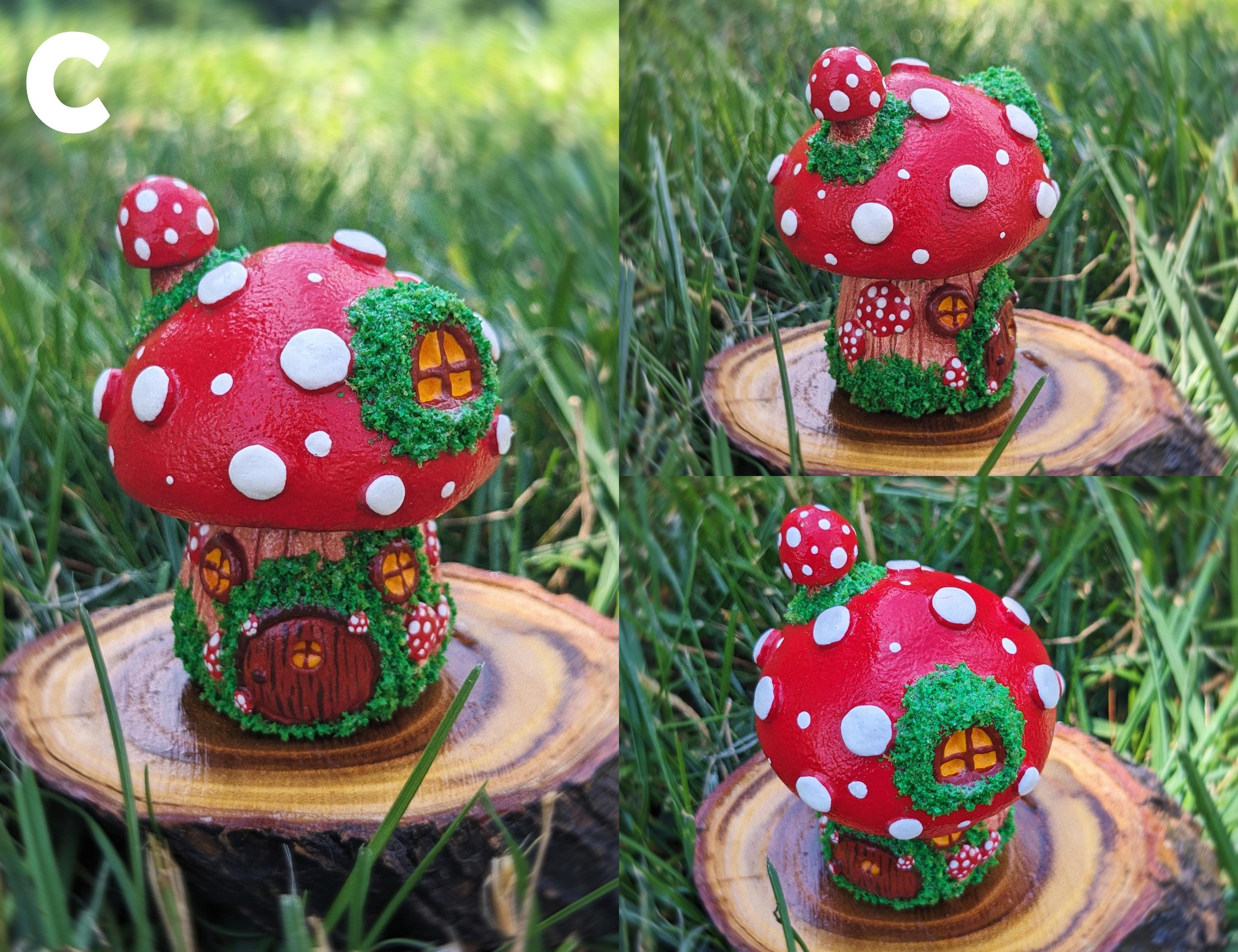 Fairy Mushroom House, Miniature Clay Figurine, Cottagecore Decor, Fairy ...