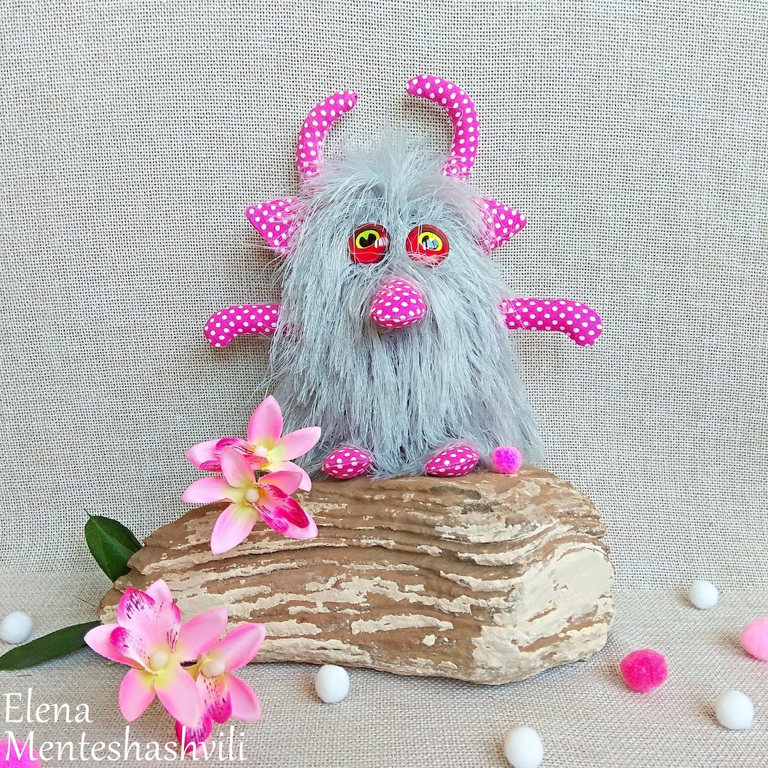 Pink Furry Monster, Friendly Plush Monster , Cute Stuffed Animals ...