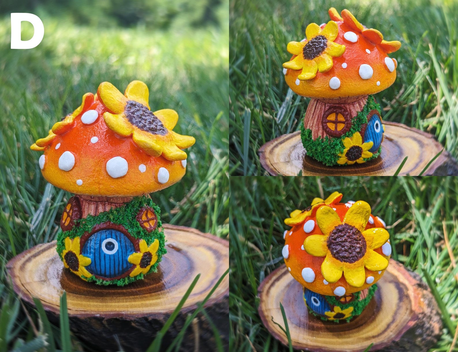 Fairy Mushroom House, Miniature Clay Figurine, Cottagecore Decor, Fairy ...