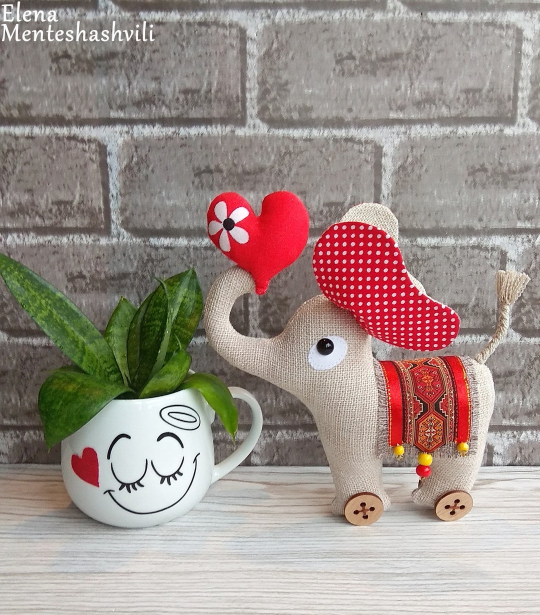 Valentine's Day Elephant Toy With Heart, Romantic Gift Girlfriend ...