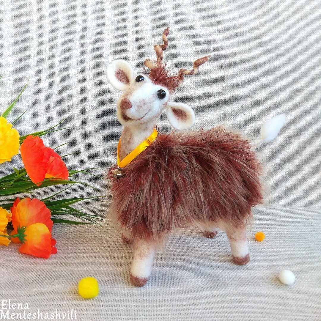 Funny Goat, Needle Felted Animal Toy With Horns, Gift for Goat Lovers ...