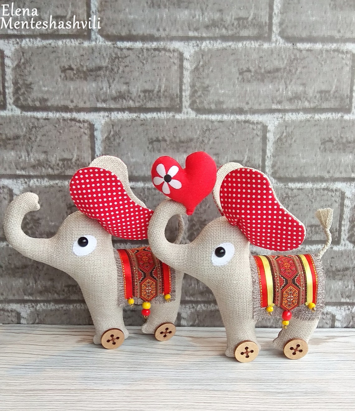 Valentine's Day Elephant Toy With Heart Romantic Gift - Etsy