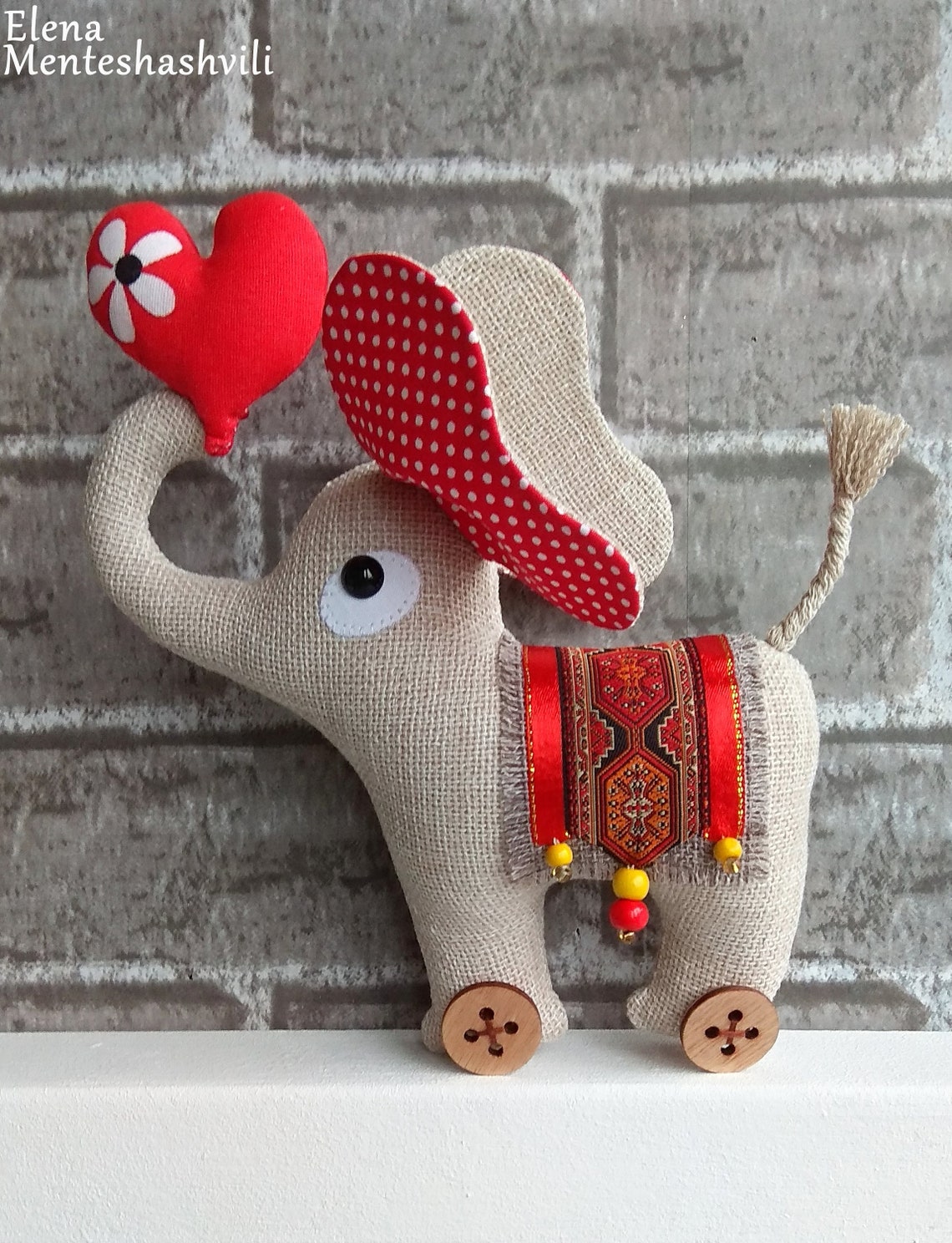 Valentine's Day Elephant Toy With Heart Romantic Gift - Etsy