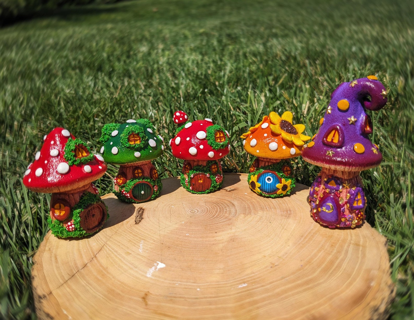 Fairy Mushroom House, Miniature Clay Figurine, Cottagecore Decor, Fairy ...