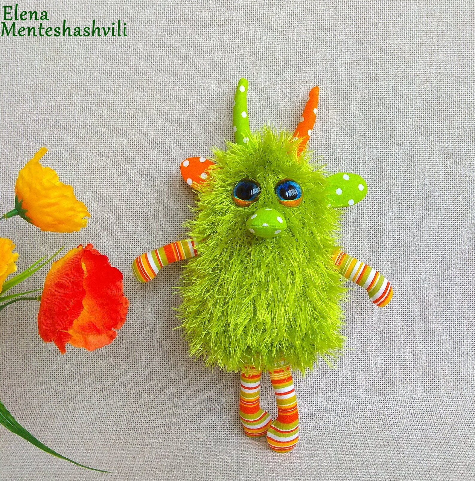 Green Forest Furry Monster Friendly Plush Monster Toy Cute - Etsy