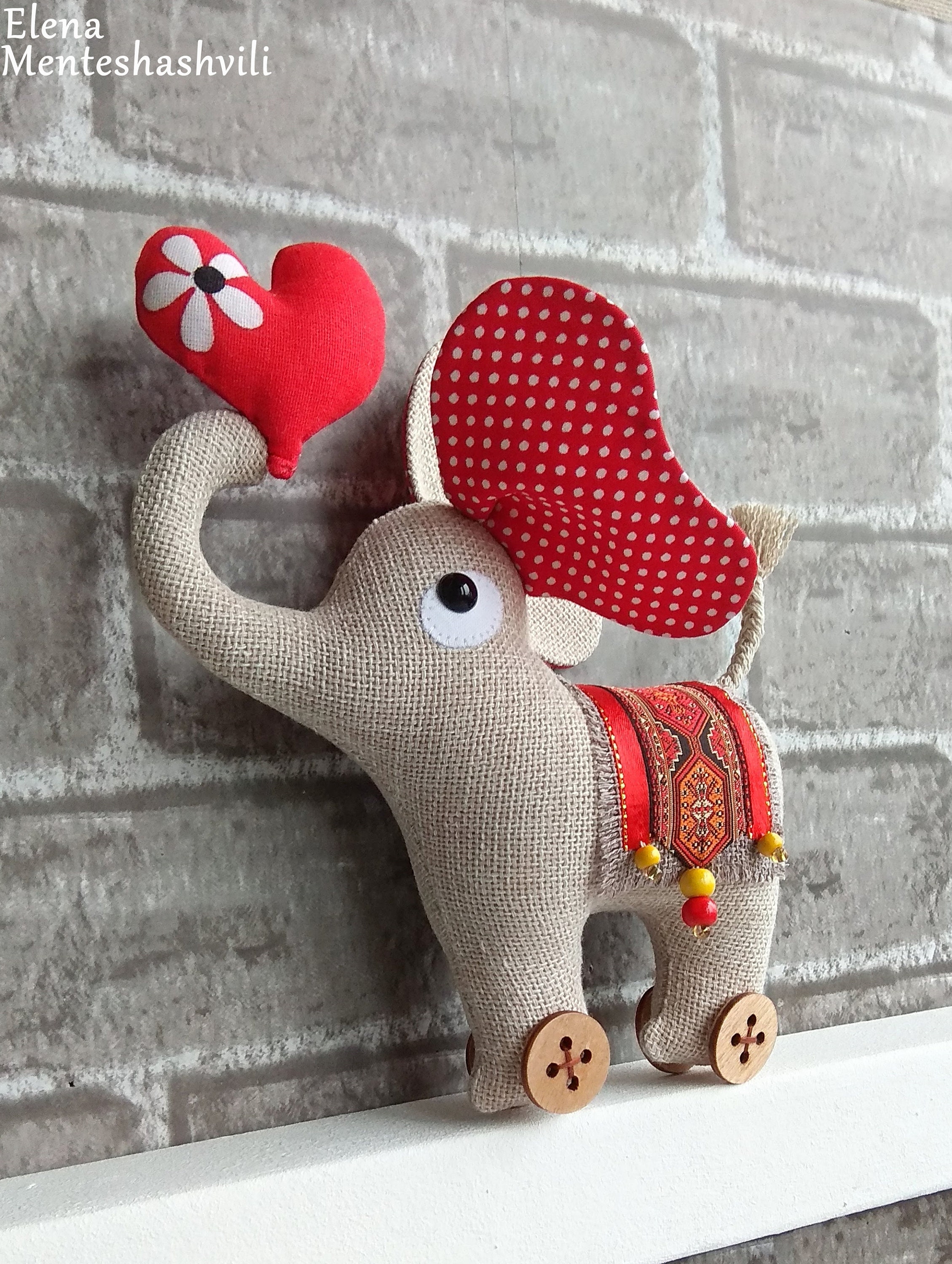 Valentine's Day Elephant Toy With Heart Romantic Gift - Etsy