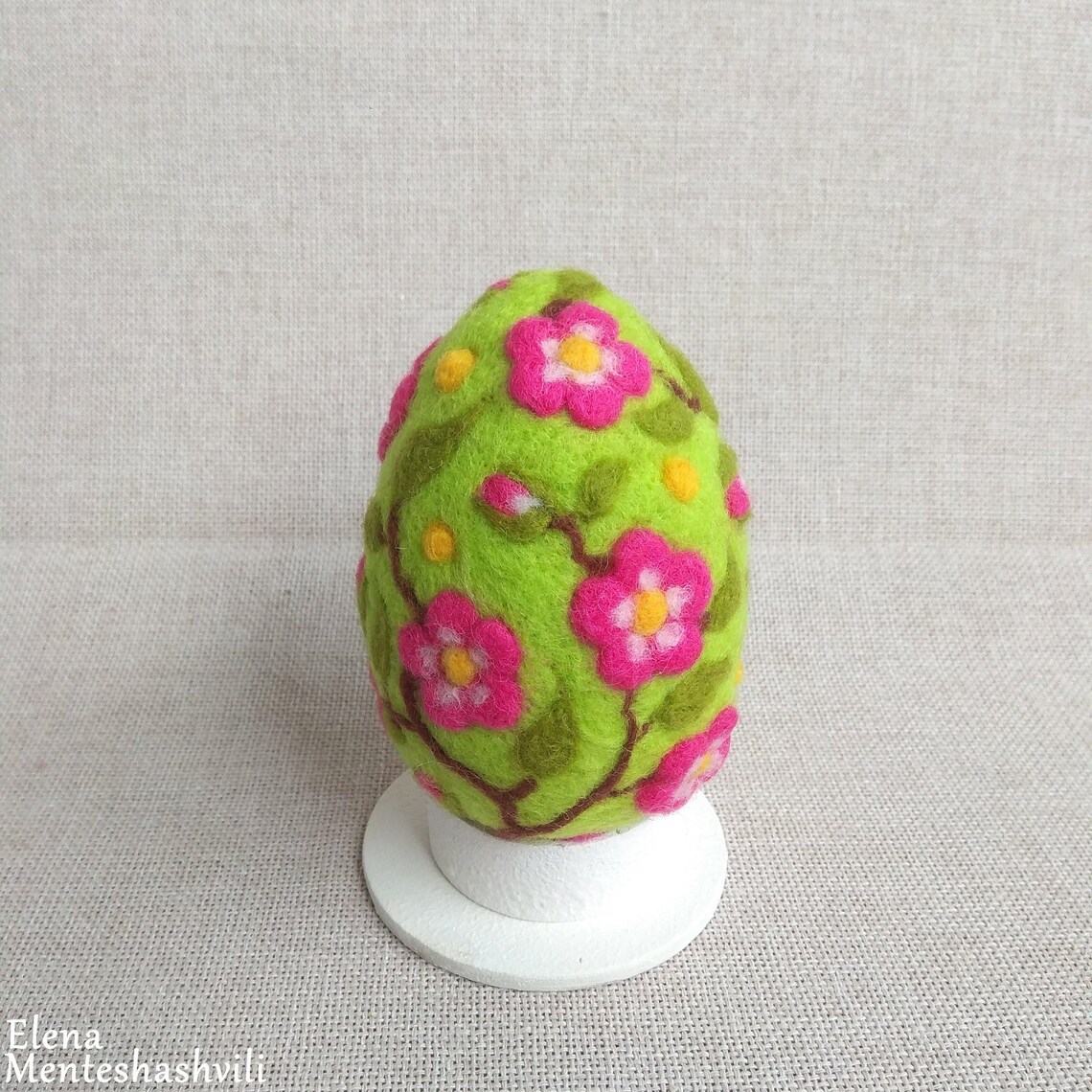 Needle Felted Easter Egg Decorative Easter Egg With Flowers - Etsy