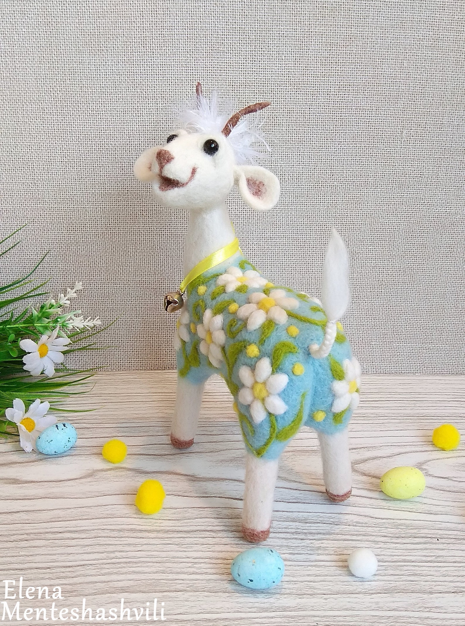 Needle Felted Funny Goat Figurine Crazy Goat Lady Blue Goat - Etsy