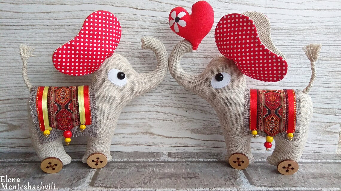 Valentine's Day Elephant Toy With Heart Romantic Gift - Etsy