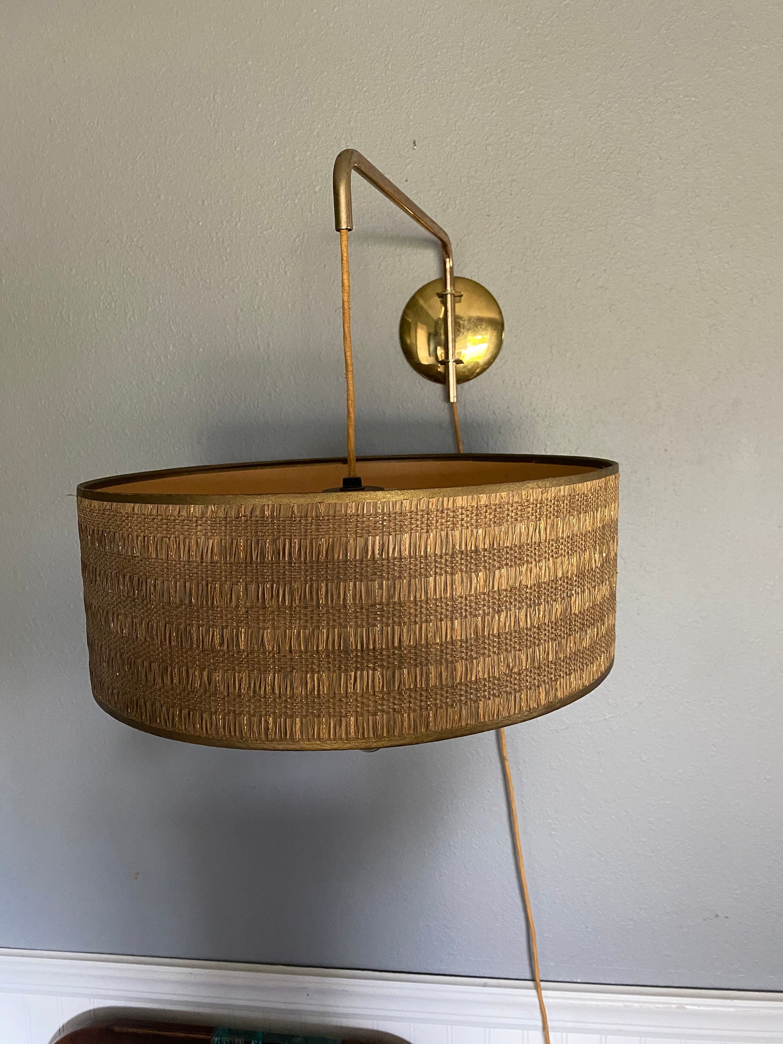 MCM Counterweight Hanging Lamp, Mid Century Modern Drum Light, Vintage ...