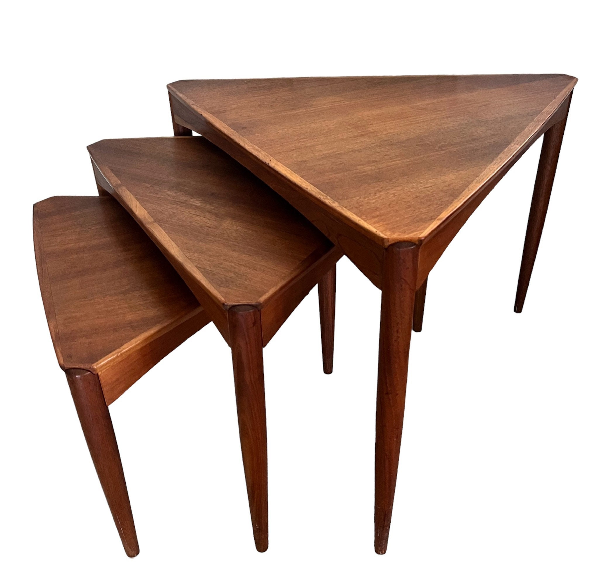 Dux MCM Triangle Teak Nesting Tables/ Mid Century Modern Teak Nesting ...