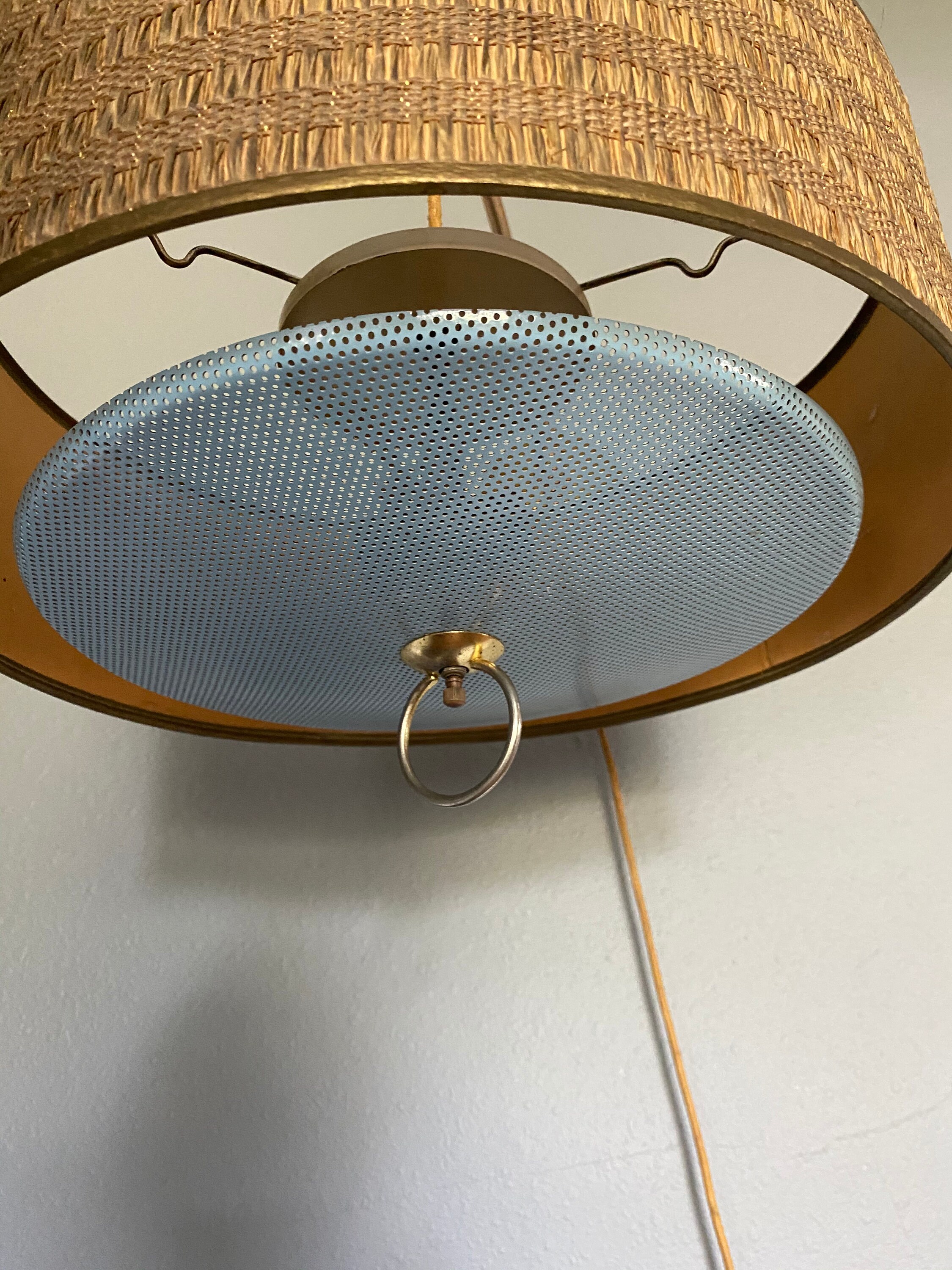 MCM Counterweight Hanging Lamp Mid Century Modern Drum Light Vintage ...