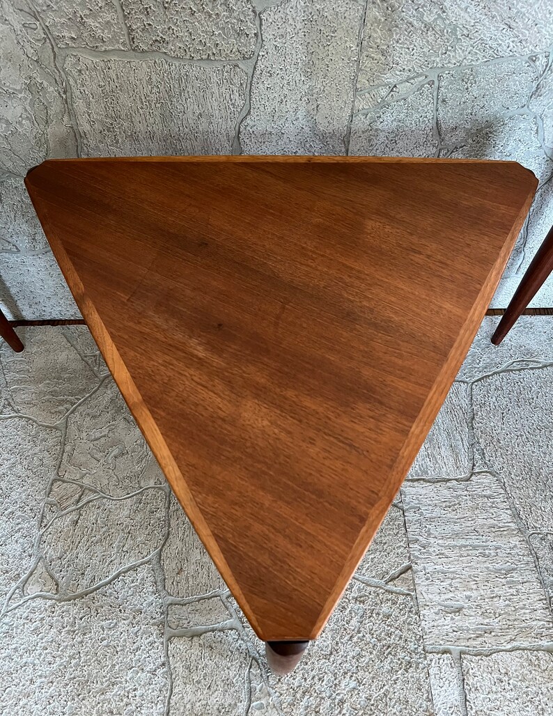 Dux MCM Triangle Teak Nesting Tables/ Mid Century Modern Teak Nesting ...