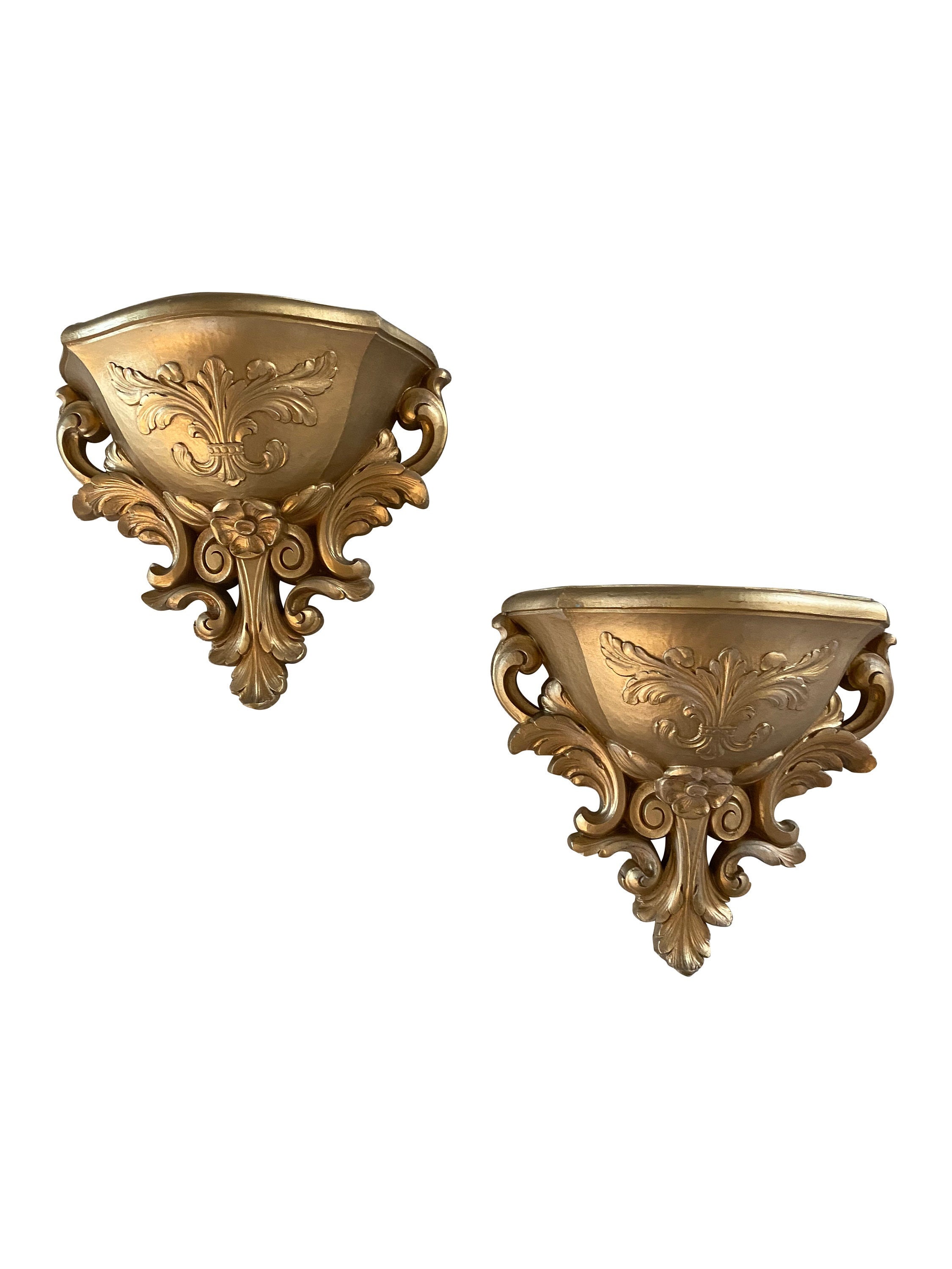 Vintage Homco Wall Sconces/ Vintage Gold Molded Plastic Pocket Sconce ...