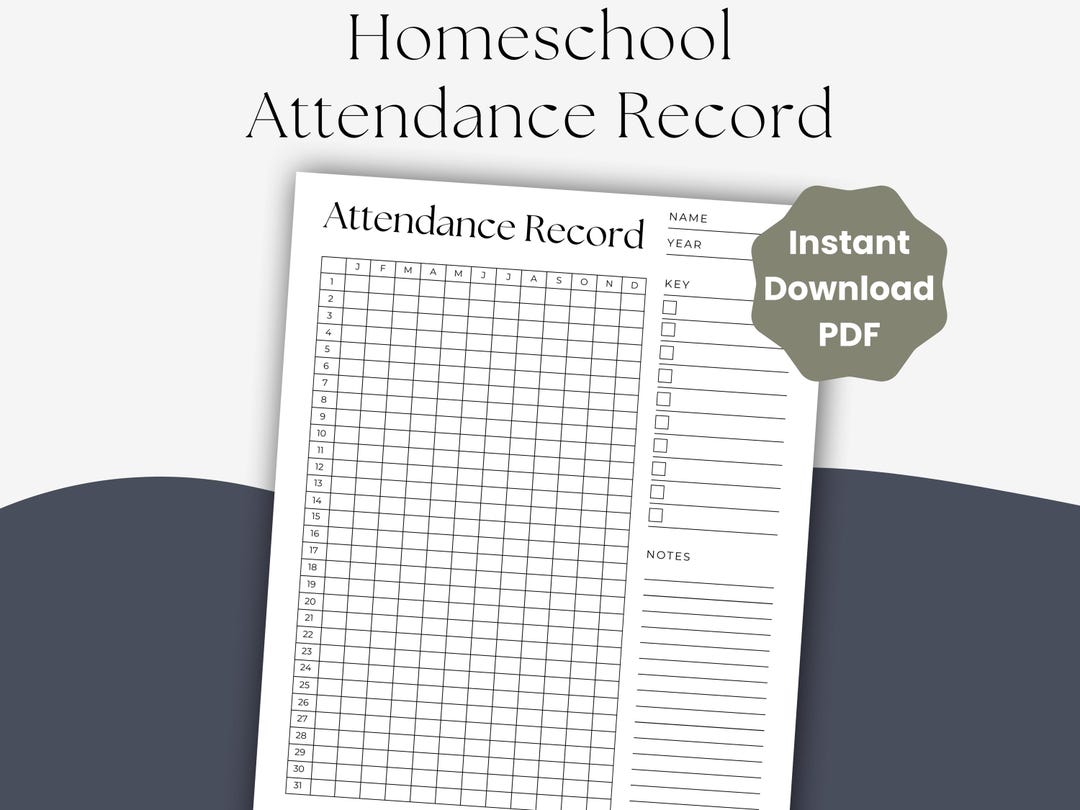 Homeschool Attendance Tracker, Printable Attendance Log, Daily Learning ...