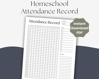 Individual Student Homeschool Attendance Record - Tracker - Sheet - Log ...