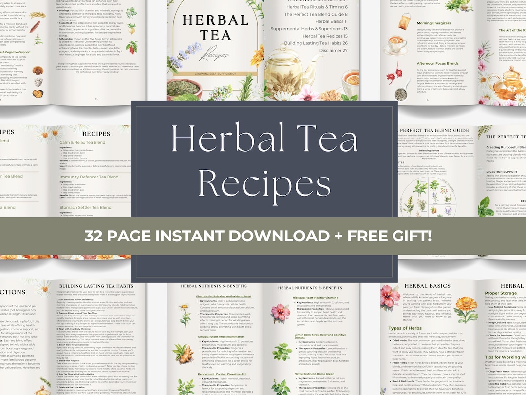 Herbal Tea Recipes, Printable Herbal Tea Guide, 30 Wellness Teas ...