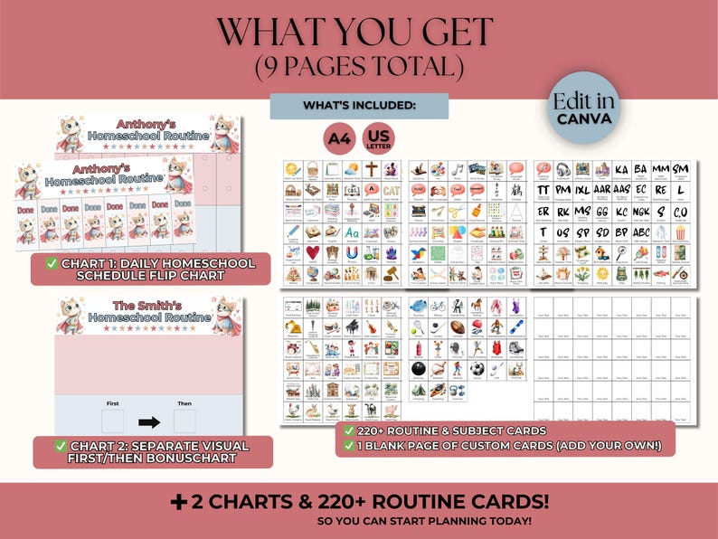 Editable Homeschool Schedule Flip Chart, Superheroes Routine Cards ...