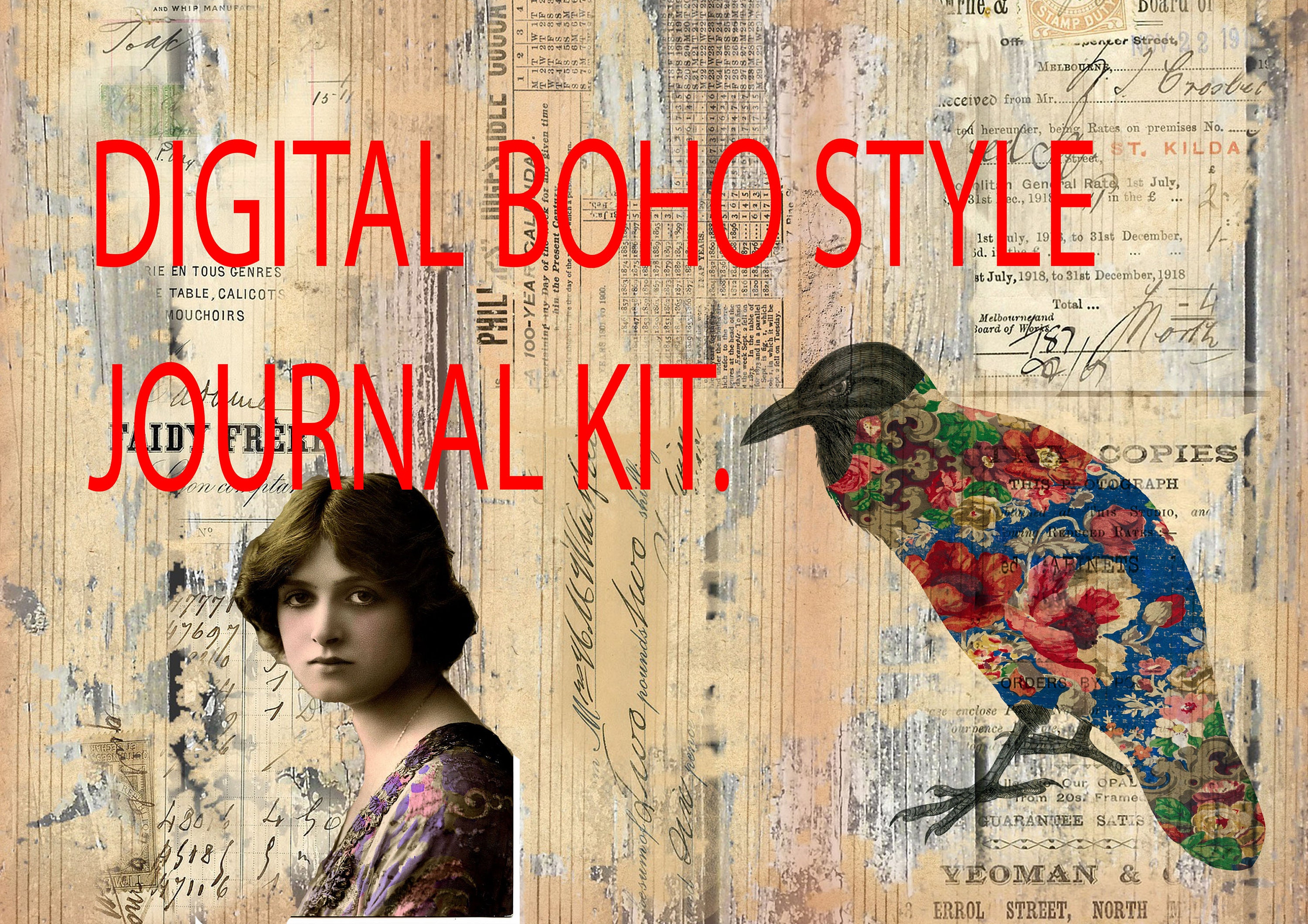 Digital Boho Style Journal Kit. Digital Journal Pages. Instant Download ...