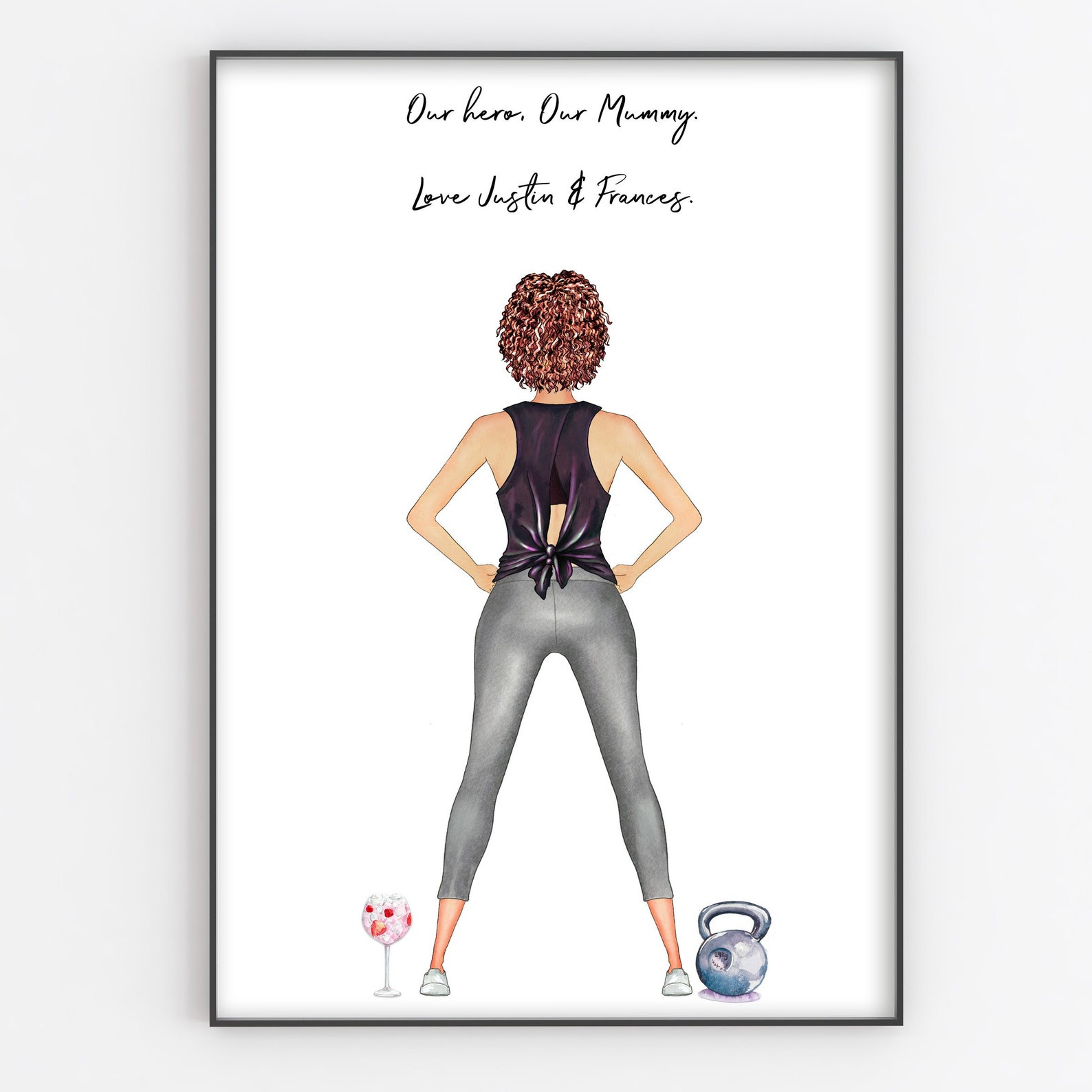 Fitness Mum, Gym Mummy Unique Personalised Print, Fun Portrait Style ...