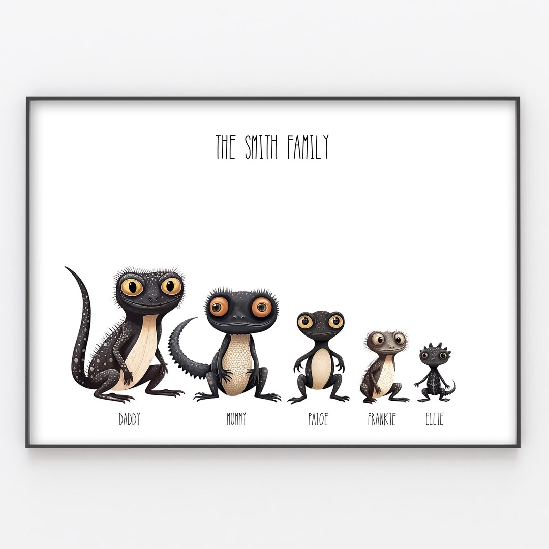 Funny Geckos Family Print, Birthday, Mother's Day, Christmas ...