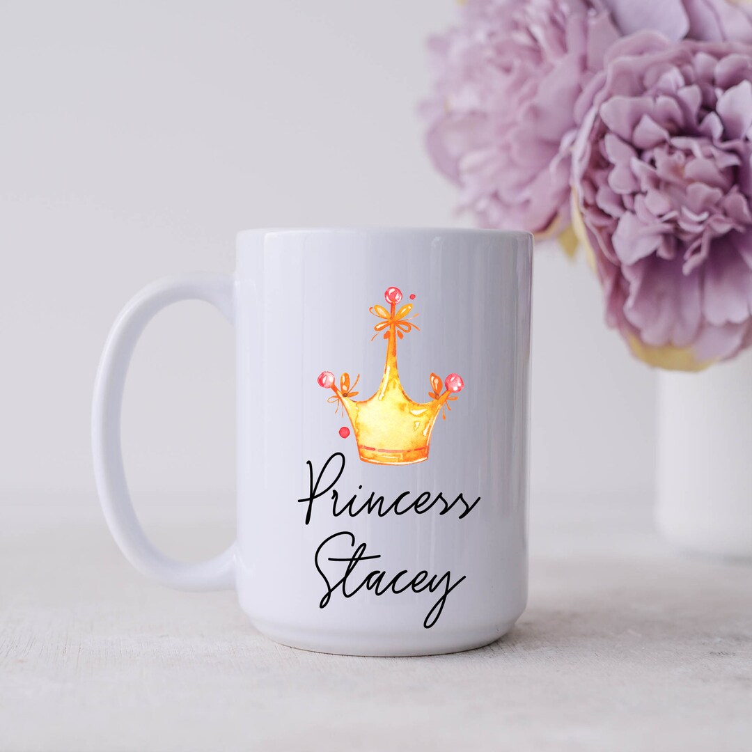 Mug princesse avec nom et couronne, mug personnalisé mignon drôle ...