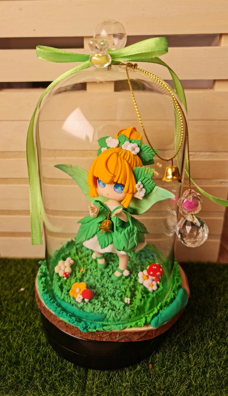 Handmade Clay Art Chibi Cute Figure Forest Fairy Deco Home Dome - Etsy