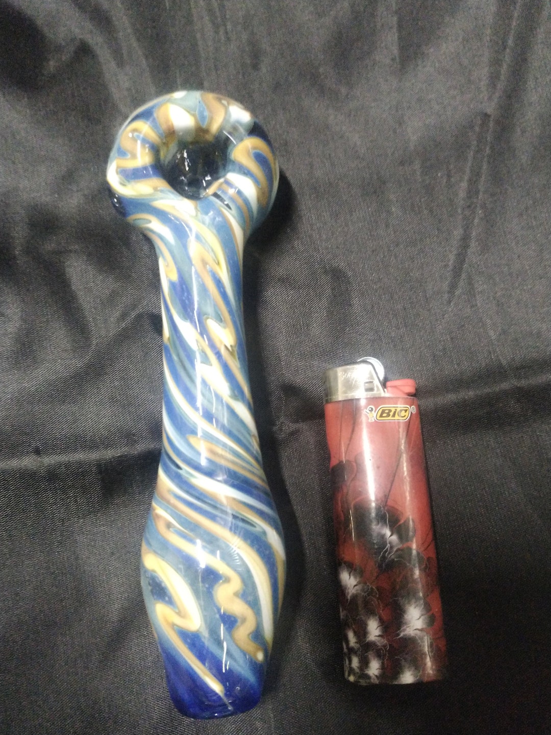 Large (5-6") Custom Squiggle Pattern Glass Tobacco Pipe - Etsy