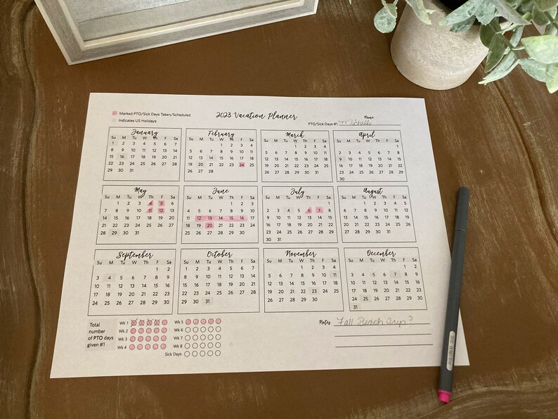 2023 Calendar Printable PTO 2 Person Planner No School Days - Etsy