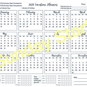 2023 Calendar Printable PTO 2 Person Planner No School Days - Etsy