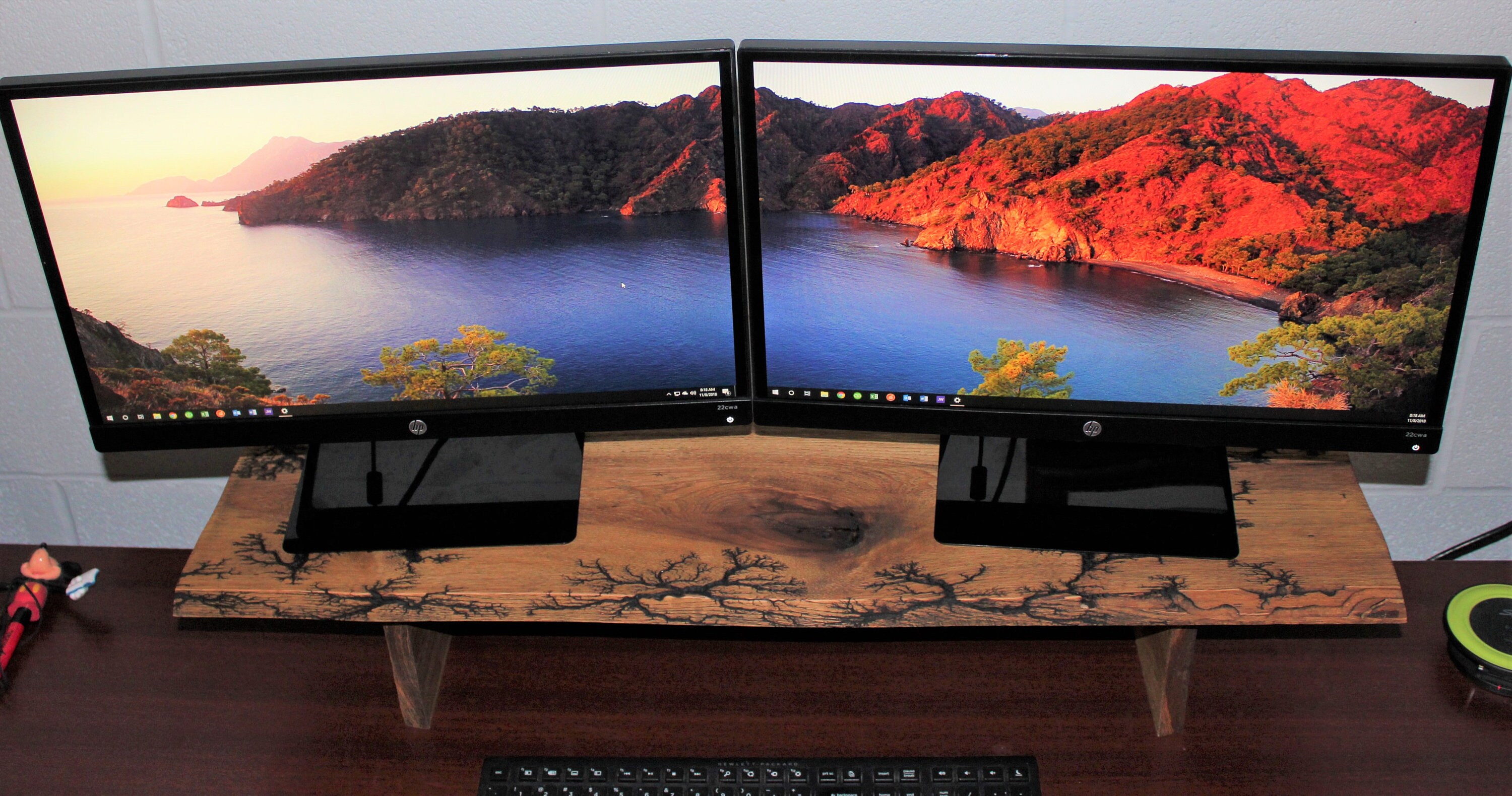 Single or Dual Monitor Riser, Single or Dual Monitor Stand, Live-edge ...