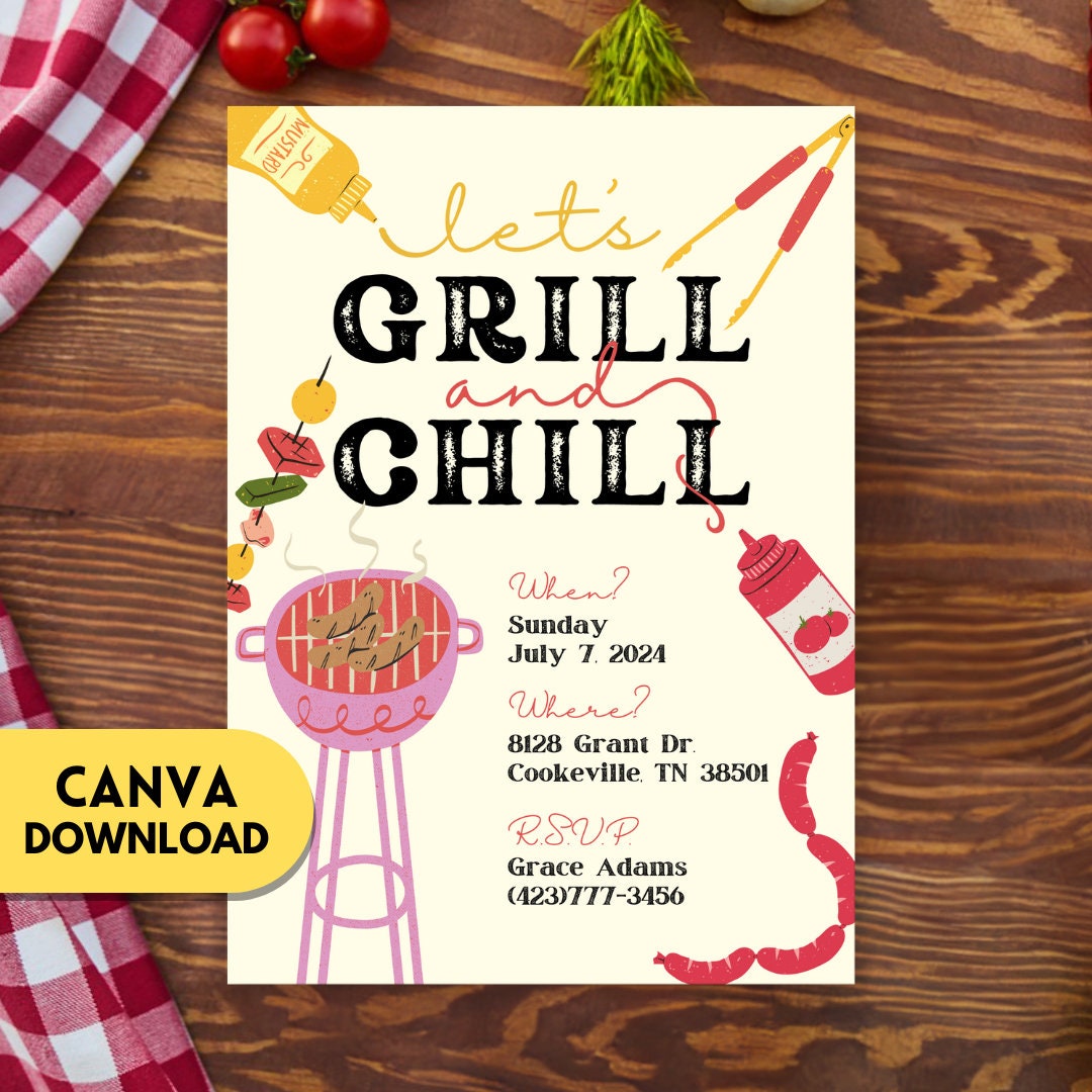 BBQ Party Invitation Template| Download for Print or Digital Evite ...