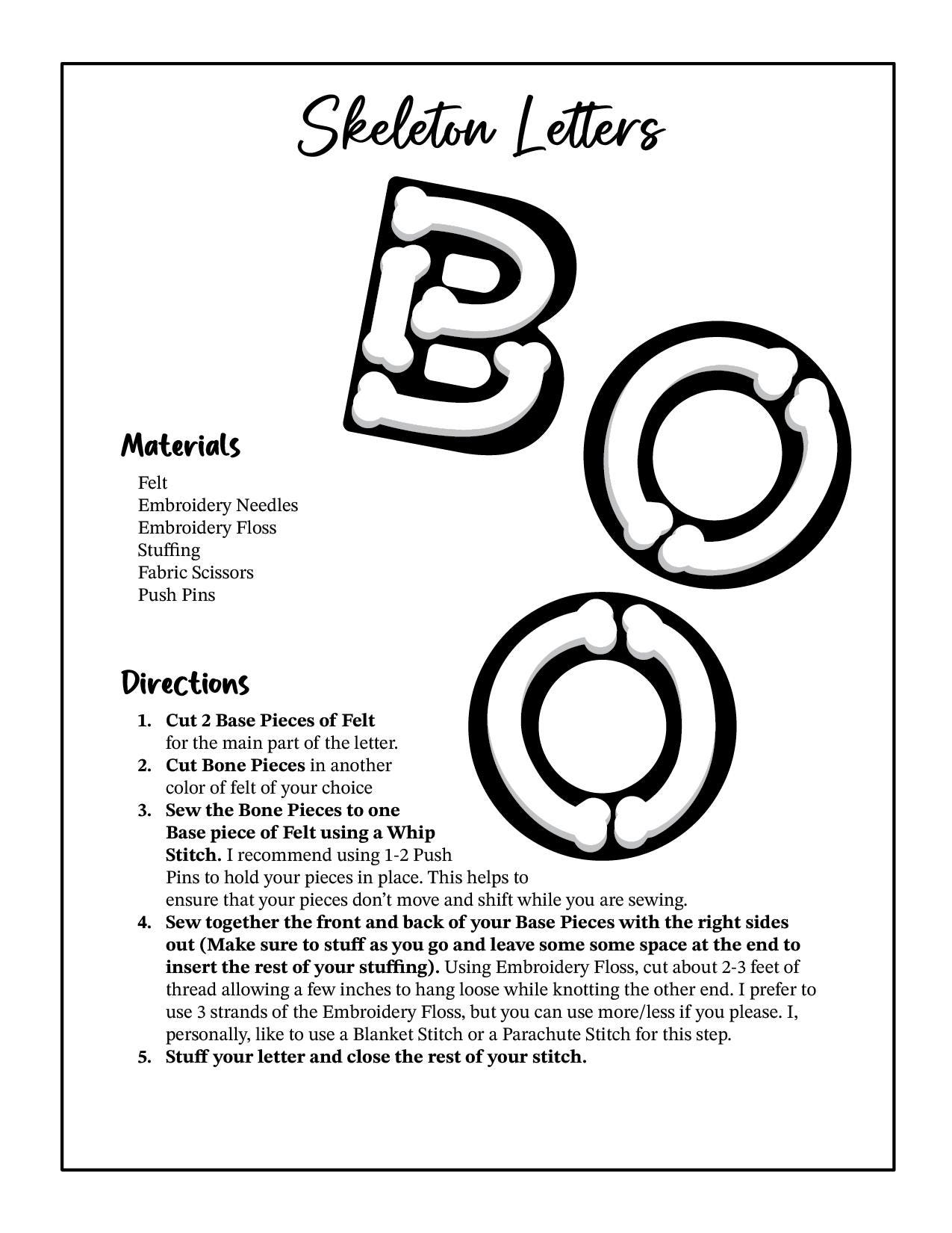 PDF Pattern for Skeleton Alphabet Letters & Numbers - Etsy
