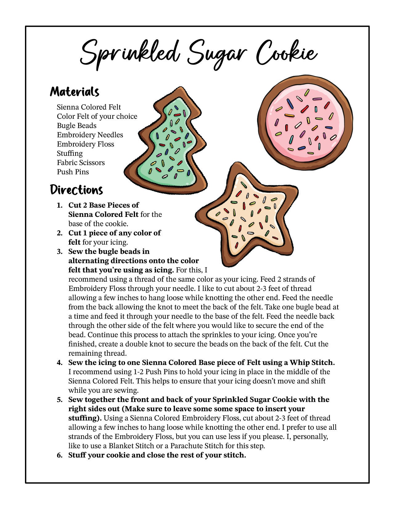 PDF Pattern for Felt Sprinkled Sugar Cookie Shapes - Etsy