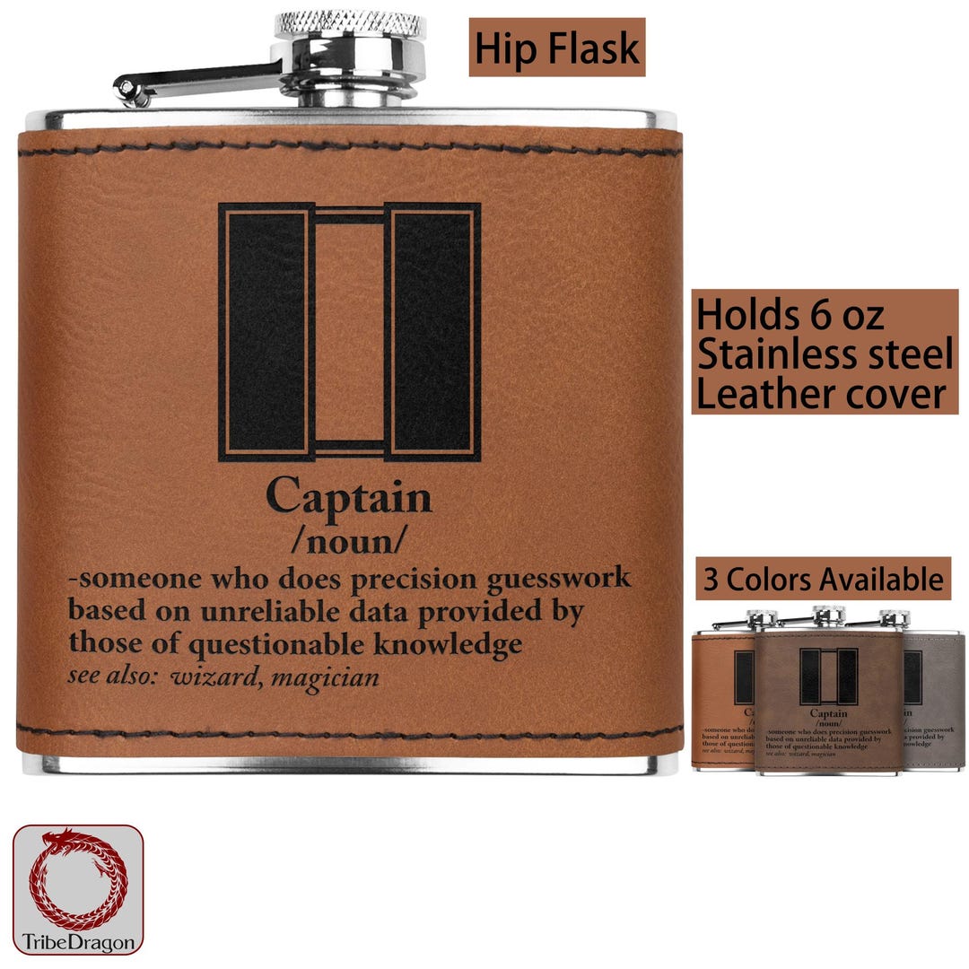 US Army, Air Force Captain Definition Hip Flask 6 Oz, Officer Promotion ...