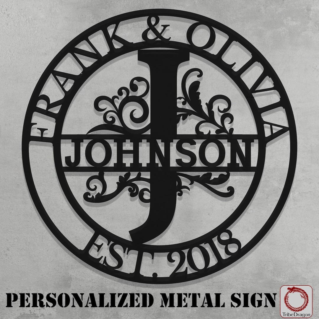 Personalized Metal Family Name Sign: Monogram Wall Art TD1348 - Etsy