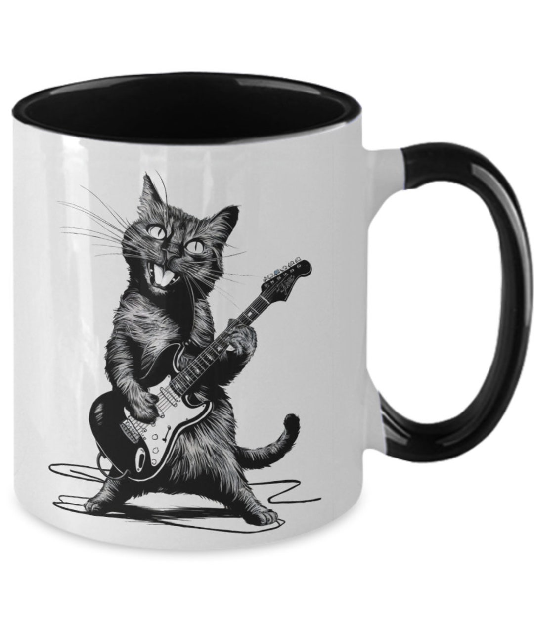 Guitar Playing Cat Mug Gift Funny Cat Owner Gift - Etsy