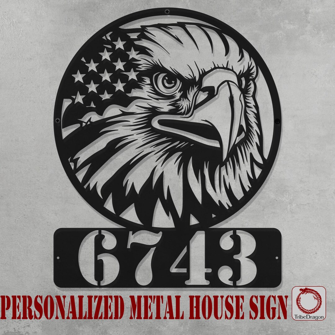 Personalized Bald Eagle House Number Sign, Custom House Number Metal ...