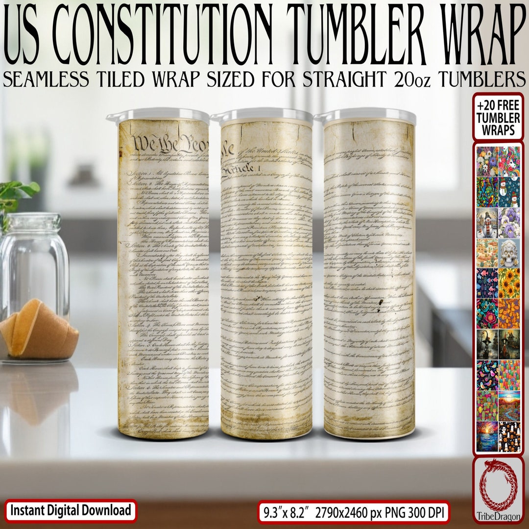 US Constitution PNG Tumbler Wrap Skinny 20oz We the People Sublimation ...