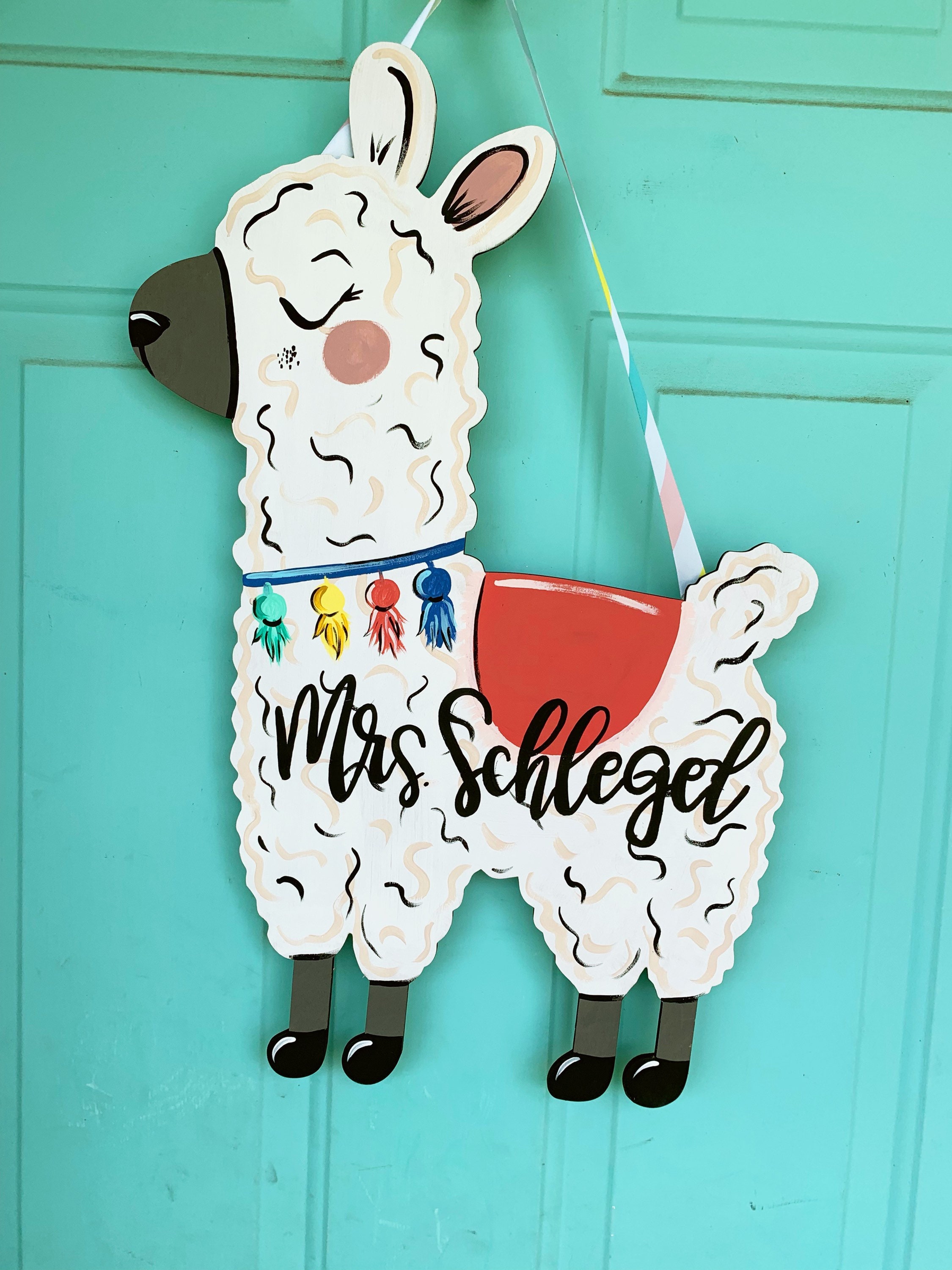 Llama Door Hanger Teacher Door Hanger Teacher Gift Last - Etsy