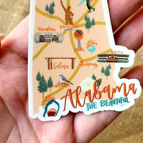 Alabama Landmarks Vinyl Sticker State of Alabama Sticker | Etsy