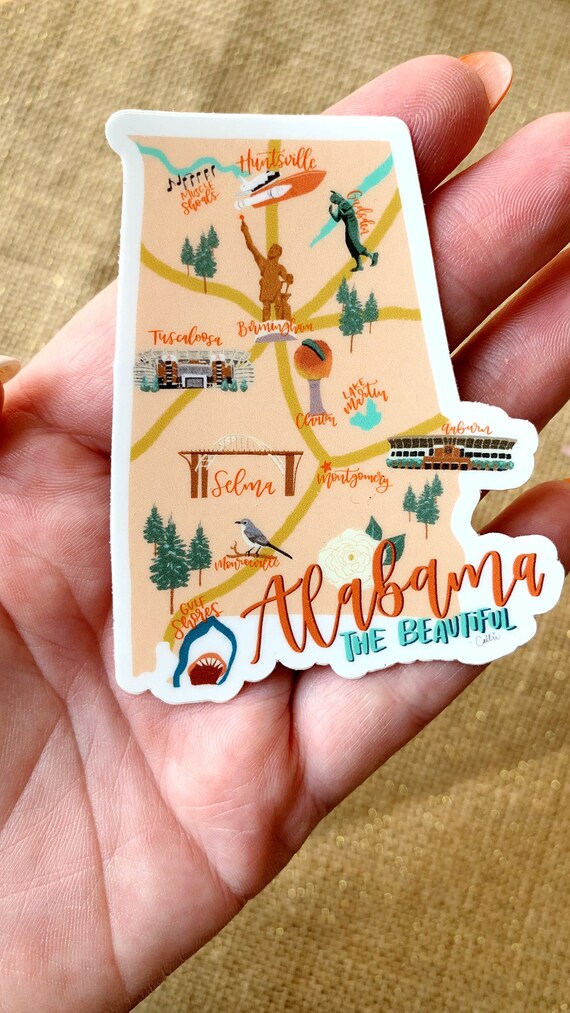 Alabama Landmarks Vinyl Sticker State of Alabama Sticker | Etsy