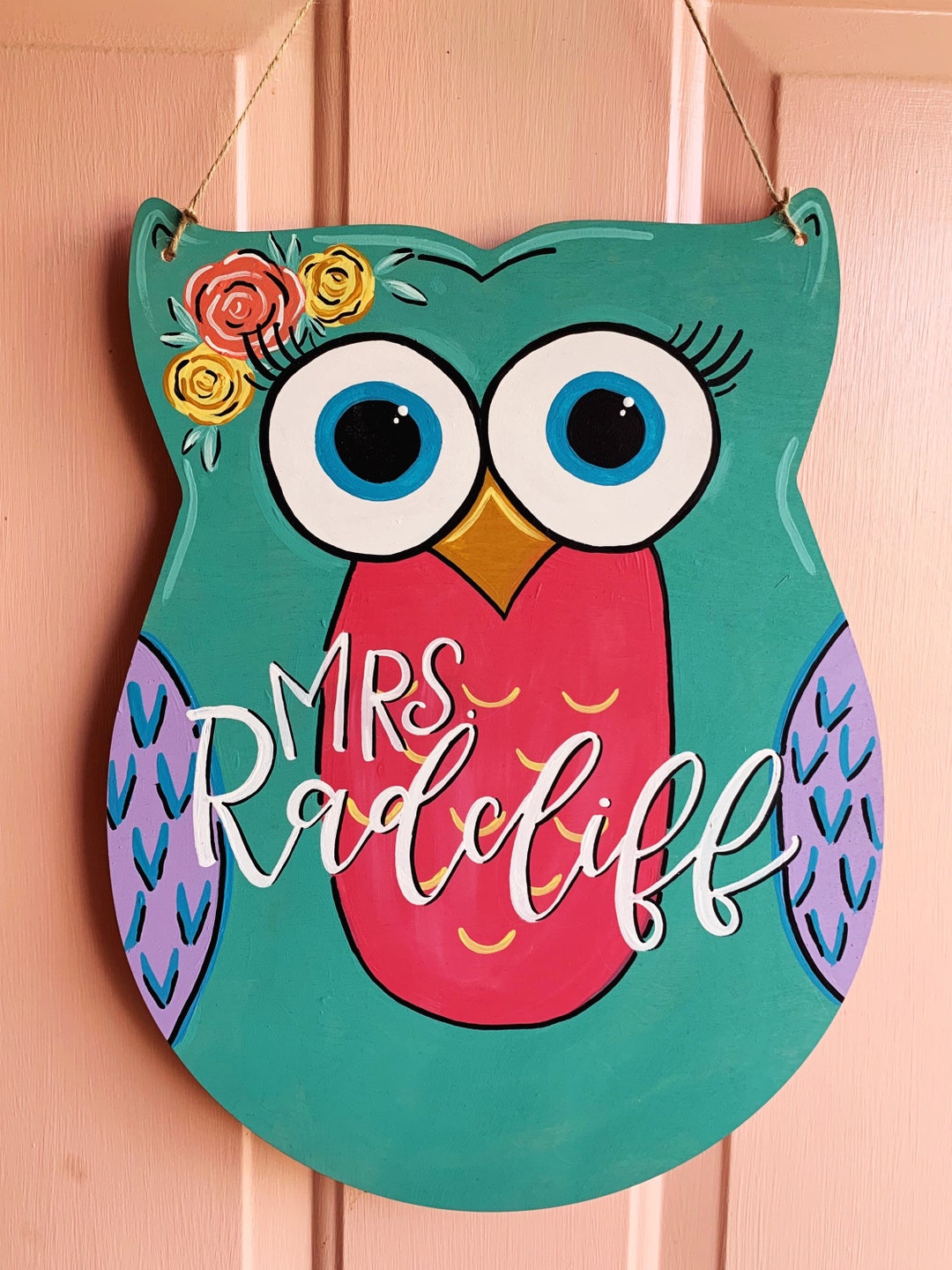 Colorful Owl Door Hanger, Classroom Door Sign, Teacher Gift, Owl ...